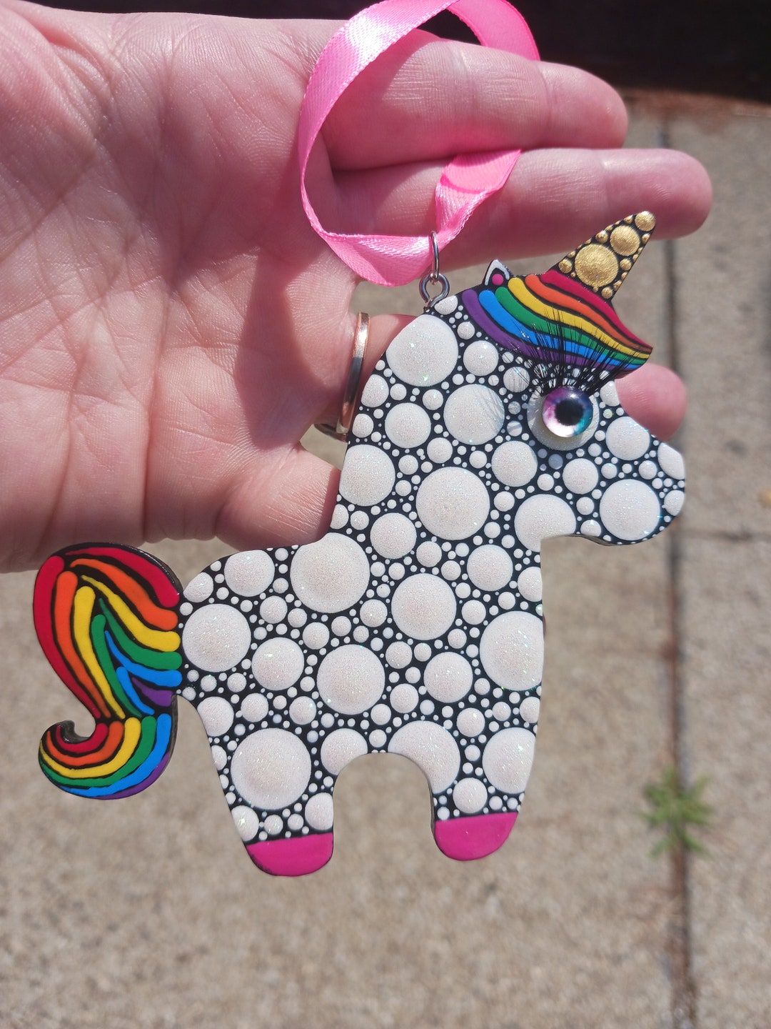 Unicorn Dot Art Painting Ornament - Etsy