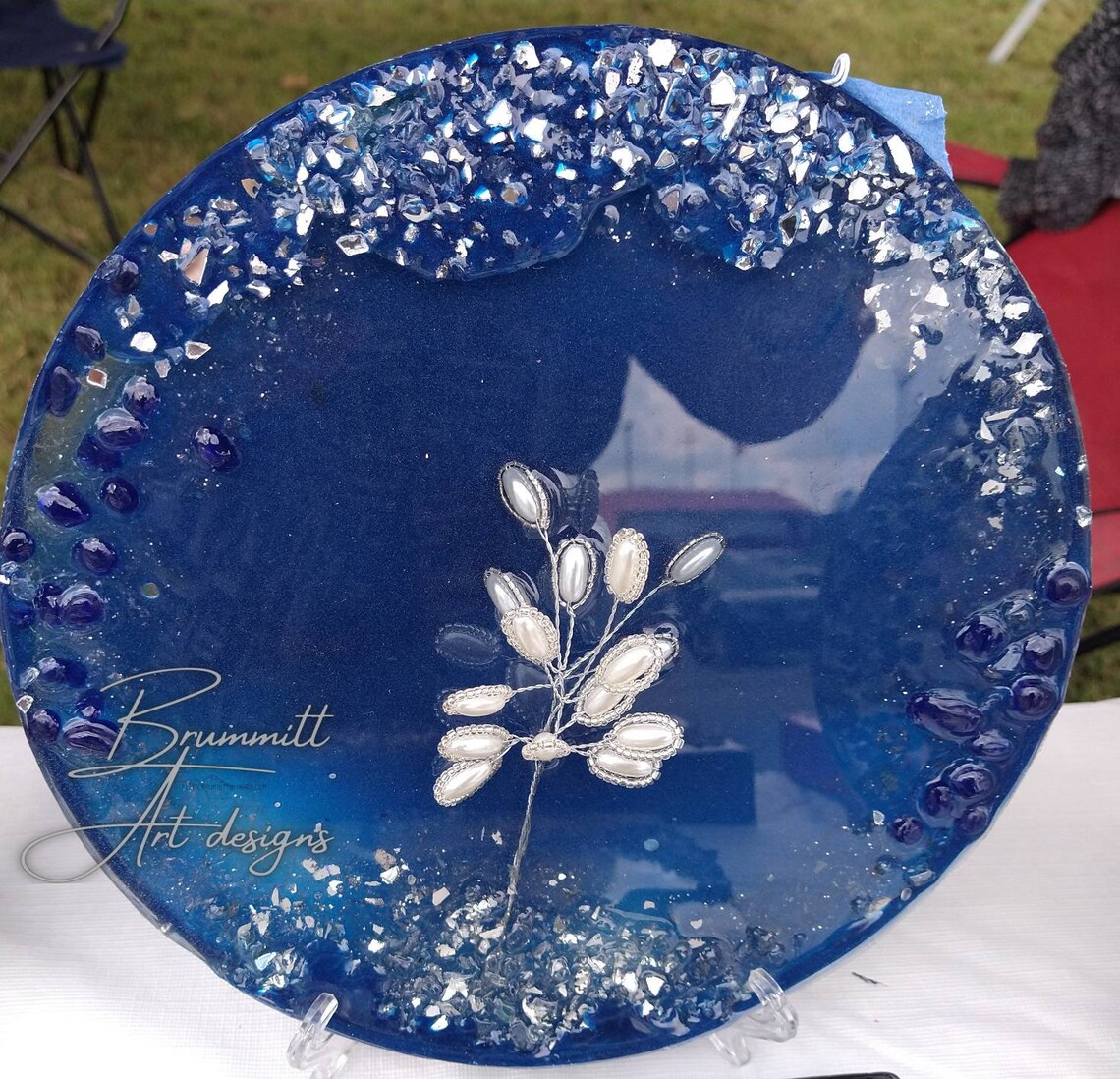 Resin Plate Art Decor-blue Pearl - Etsy