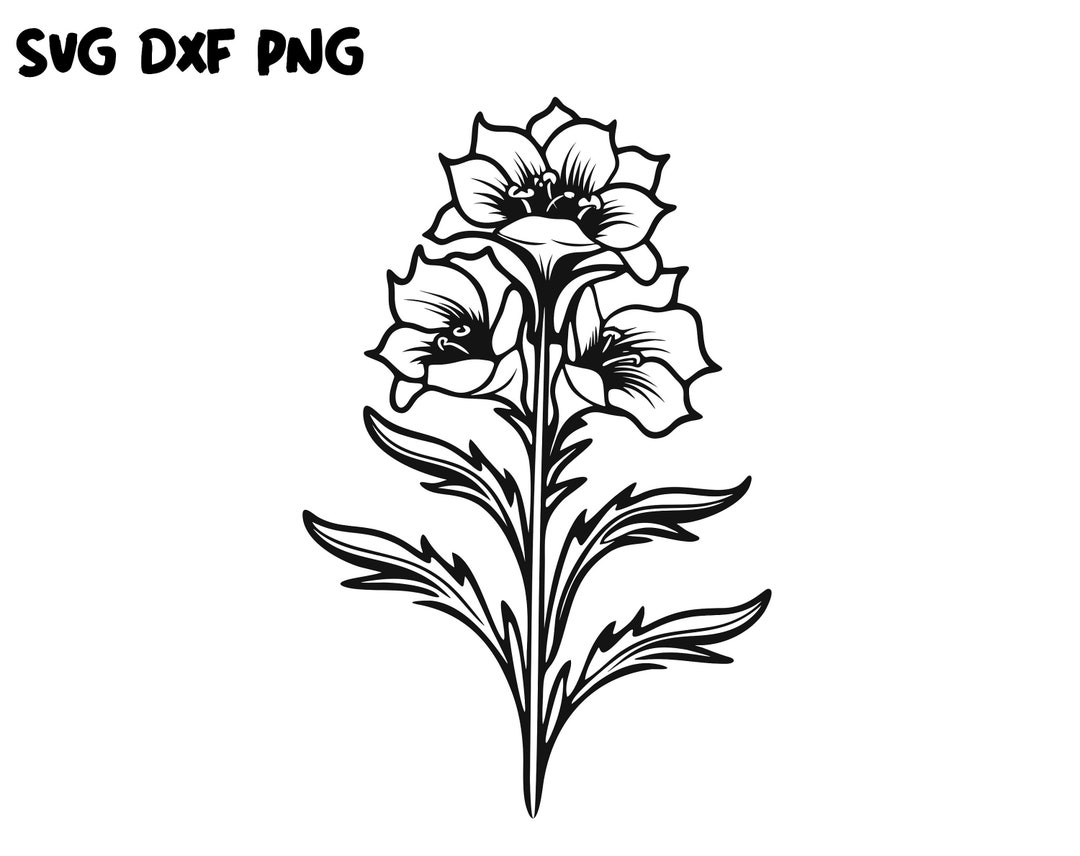 Larkspur SVG, Cancer Cut File, July Birth Flower DXF, Zodiac Design Svg ...