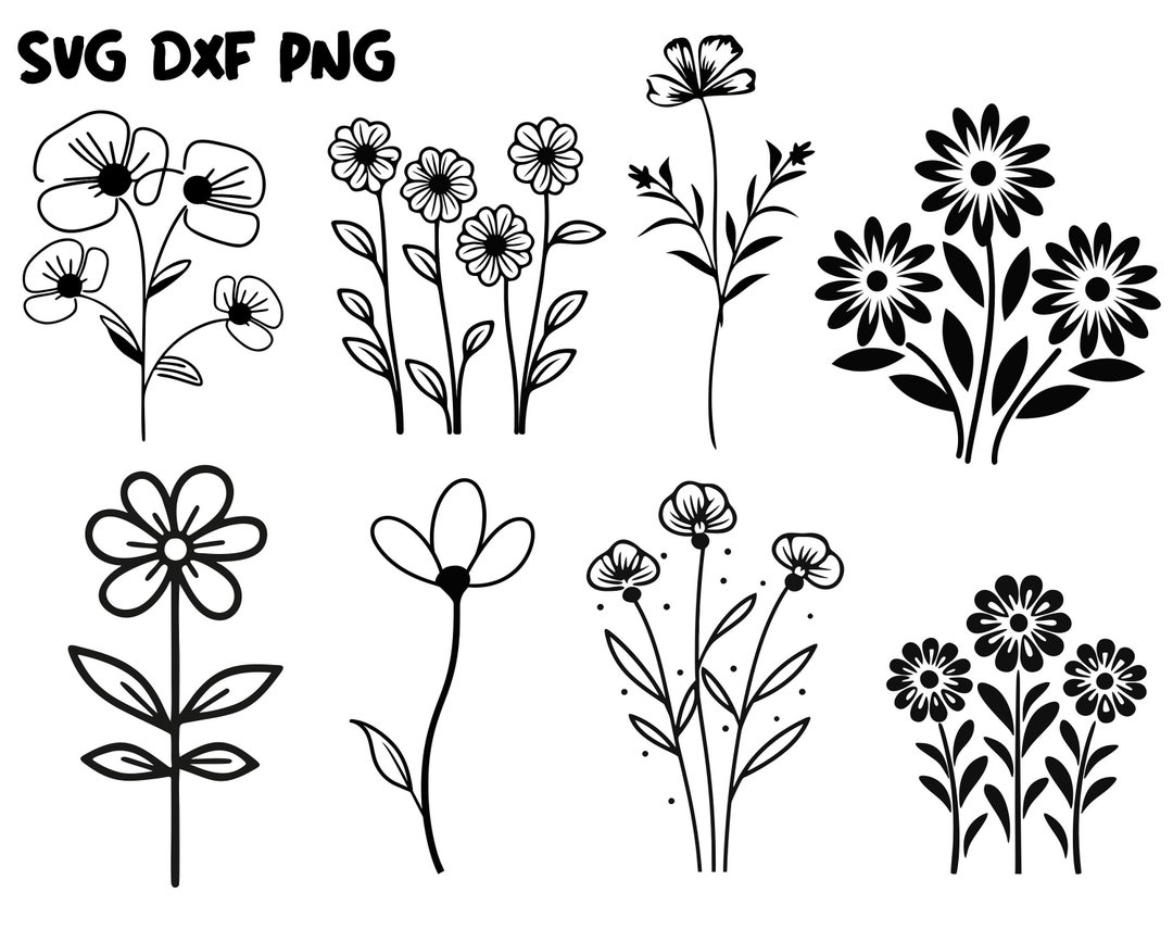 Flower Svg Bundle, Flower Svg Files, Flower Bouquet Svg, Floral Svg ...