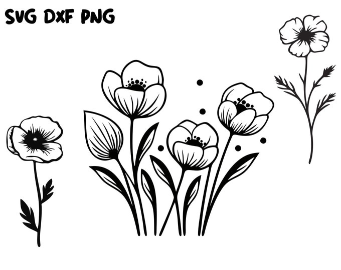 Poppy SVG Bundle Svg, Dxf, Png, Cut File, Flower Svg, Flower Svg File ...