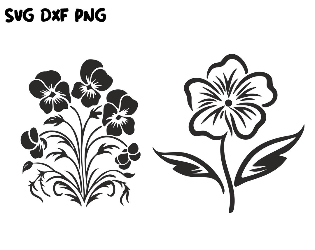 Violet SVG, February Flower Cut File, Pansies Outline, Aquarius Plant ...