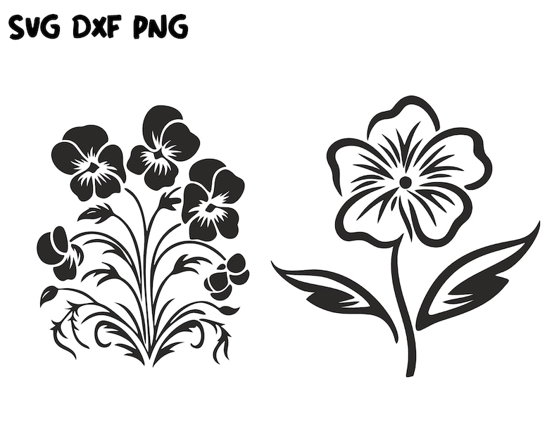 Violet SVG February Flower Cut File Pansies Outline - Etsy