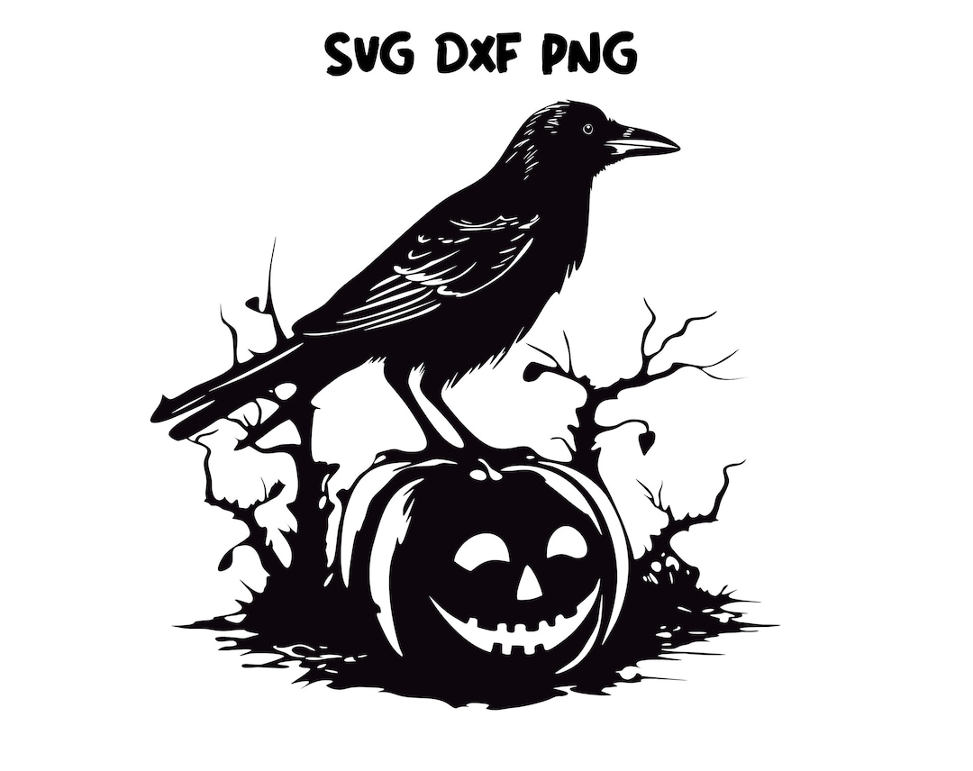 Crow and Pumpkin SVG Png, Pumpkin Face Png Svg, Crow Pumpkin Designs ...