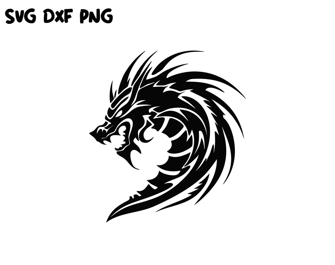 Dragon SVG, Tribal Dragon SVG, Dragon Tattoo Svg, Dragon Silhouette ...