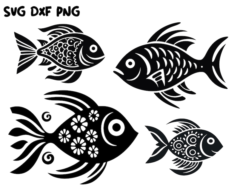 Fish Cut Files Clipart Fish Vector Fish Svg Bundle Fishing - Etsy