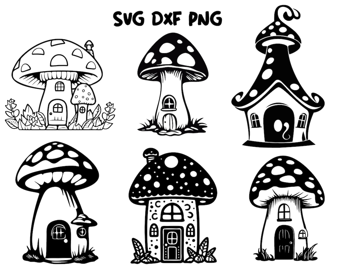 Cute Mushroom House Svg, Gnome House Svg, Dxf, Png, Fairy House Svg ...