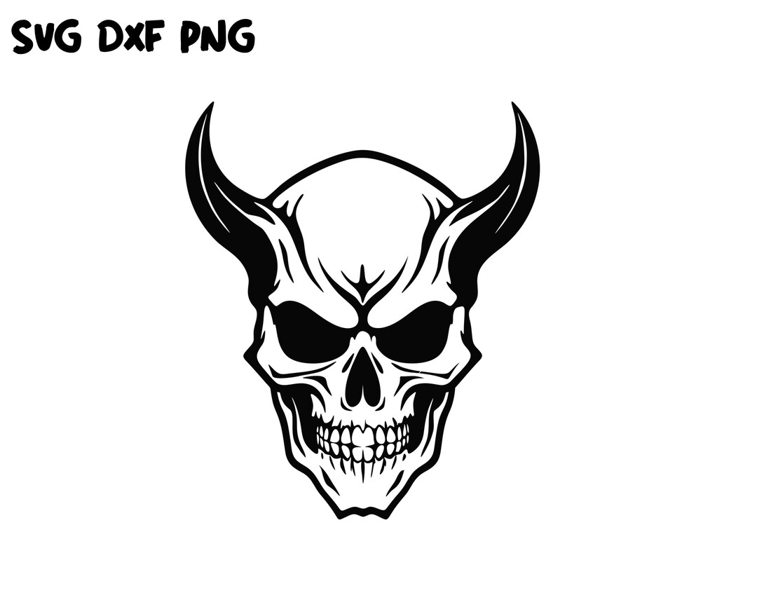 Skull Devil Horn Dead Head Evil Kill Killer Tattoo Skeleton Bone Horror ...