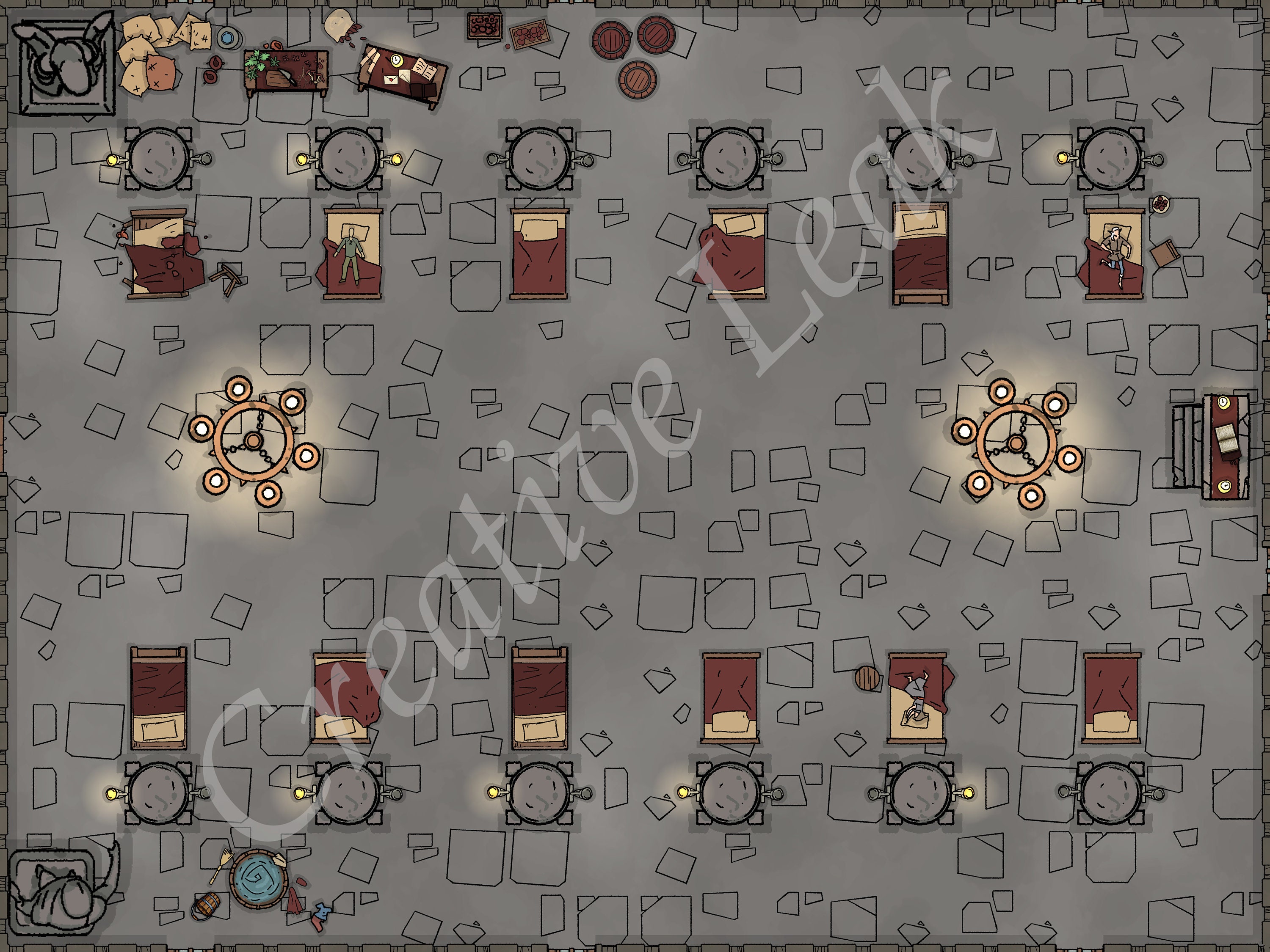 Fantasy Medieval Hospital Map, Fantasy Battle Map for Virtual Tabletop ...