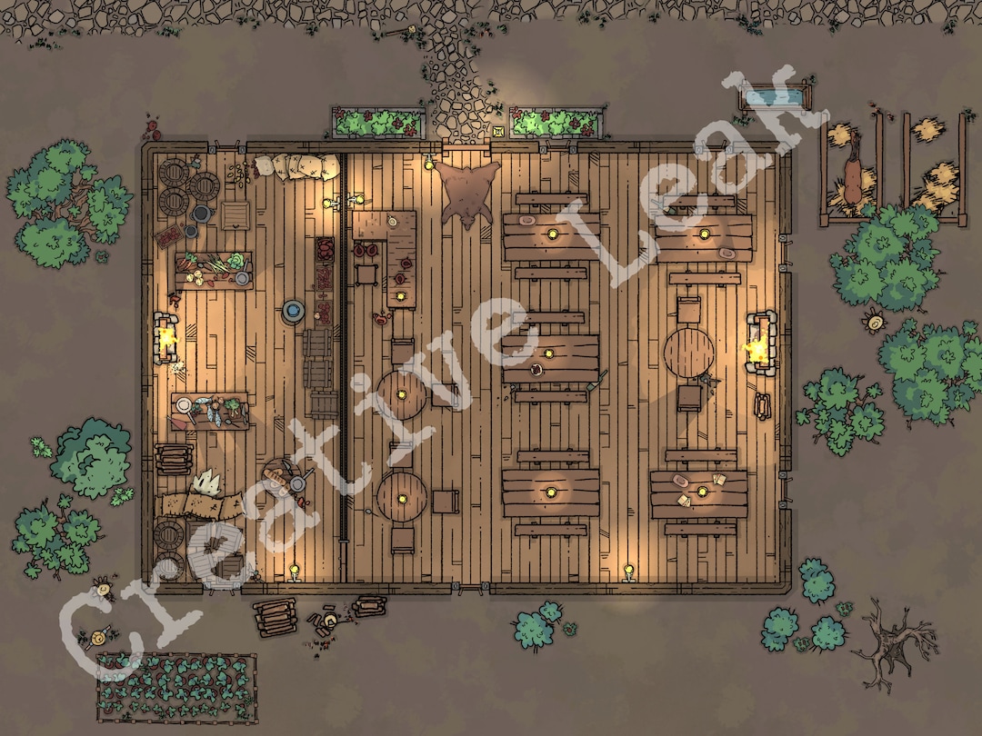 Fantasy Map | Tabletop Game Battle Map | Medieval Tavern Battle Map for ...