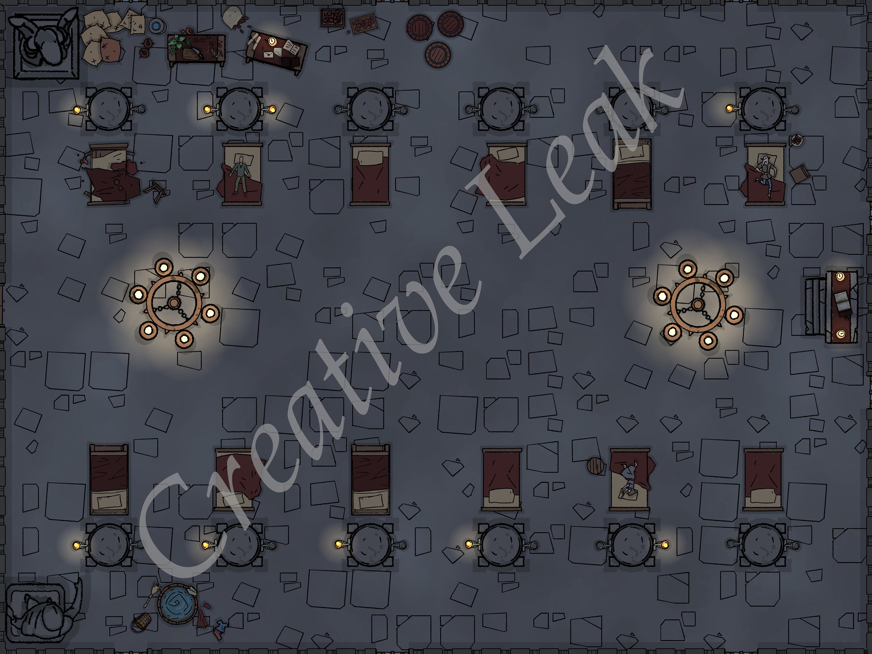 Fantasy Medieval Hospital Map, Fantasy Battle Map for Virtual Tabletop ...