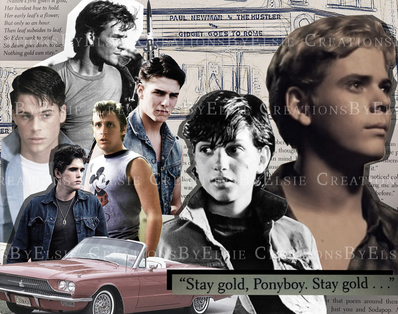 The Outsiders 1960s Inspired Collage Digital Art Printable Download Etsy