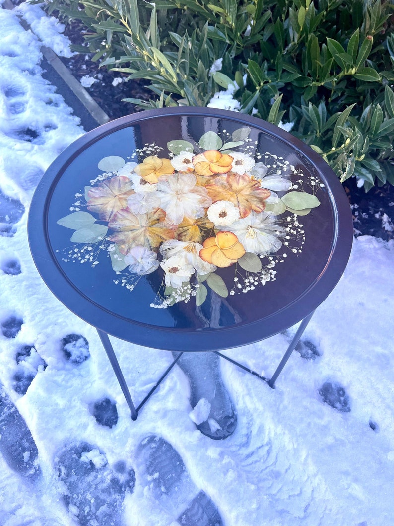 Wedding Flower Preservation Side Table / Resin Table / Floral Resin ...