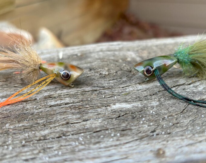 Frog Popper Flies for Largemouth Bass Hand Carved From Balsa Wood - Etsy