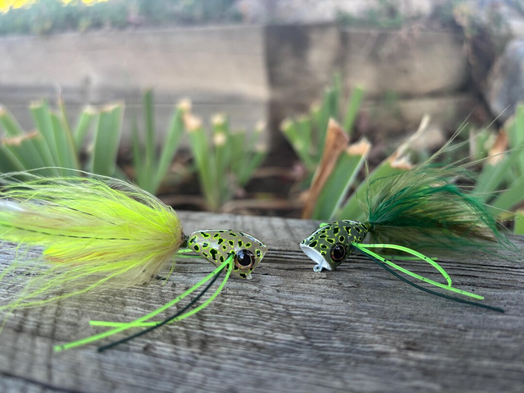 Hand-painted Frog Popper: Largemouth Bass Fly Fishing Lure - Etsy