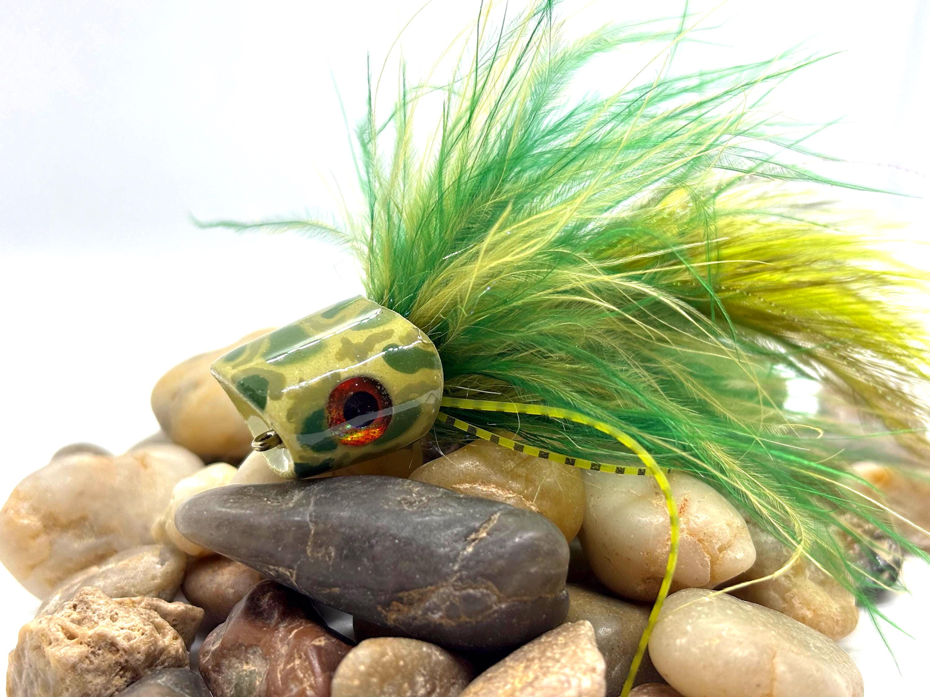 Frog Popper Fly for Largemouth Bass - Hand Painted Camouflage Pattern ...