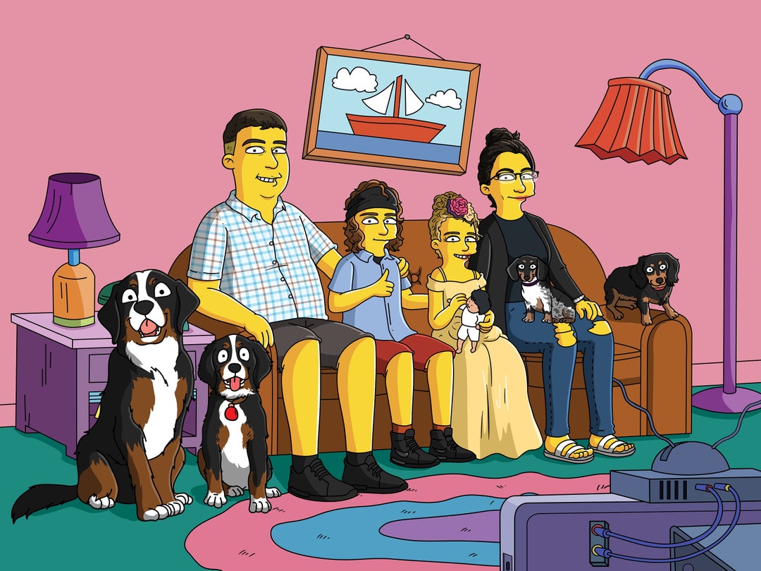 Custom Yellow Characters, Personalized Art, Yellow People Portrait ...