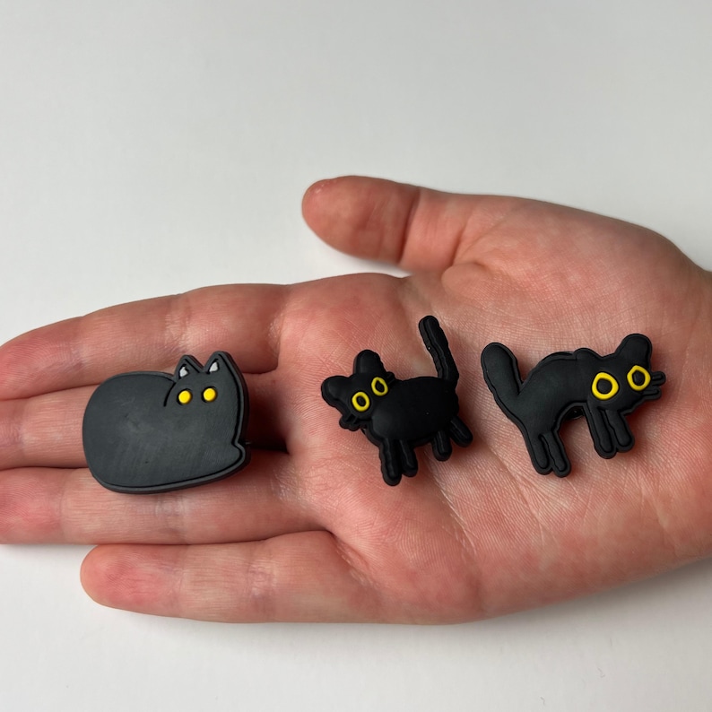 Black Cat Shoe Charms – Cute Cat Clog Charms – Spooky Halloween ...