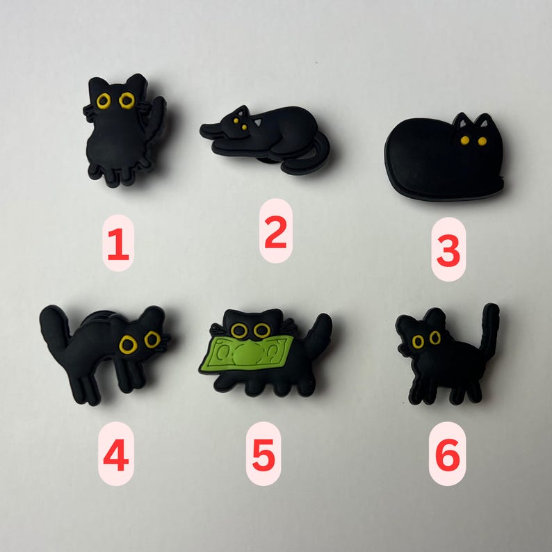 Black Cat Shoe Charms – Cute Cat Clog Charms – Spooky Halloween ...
