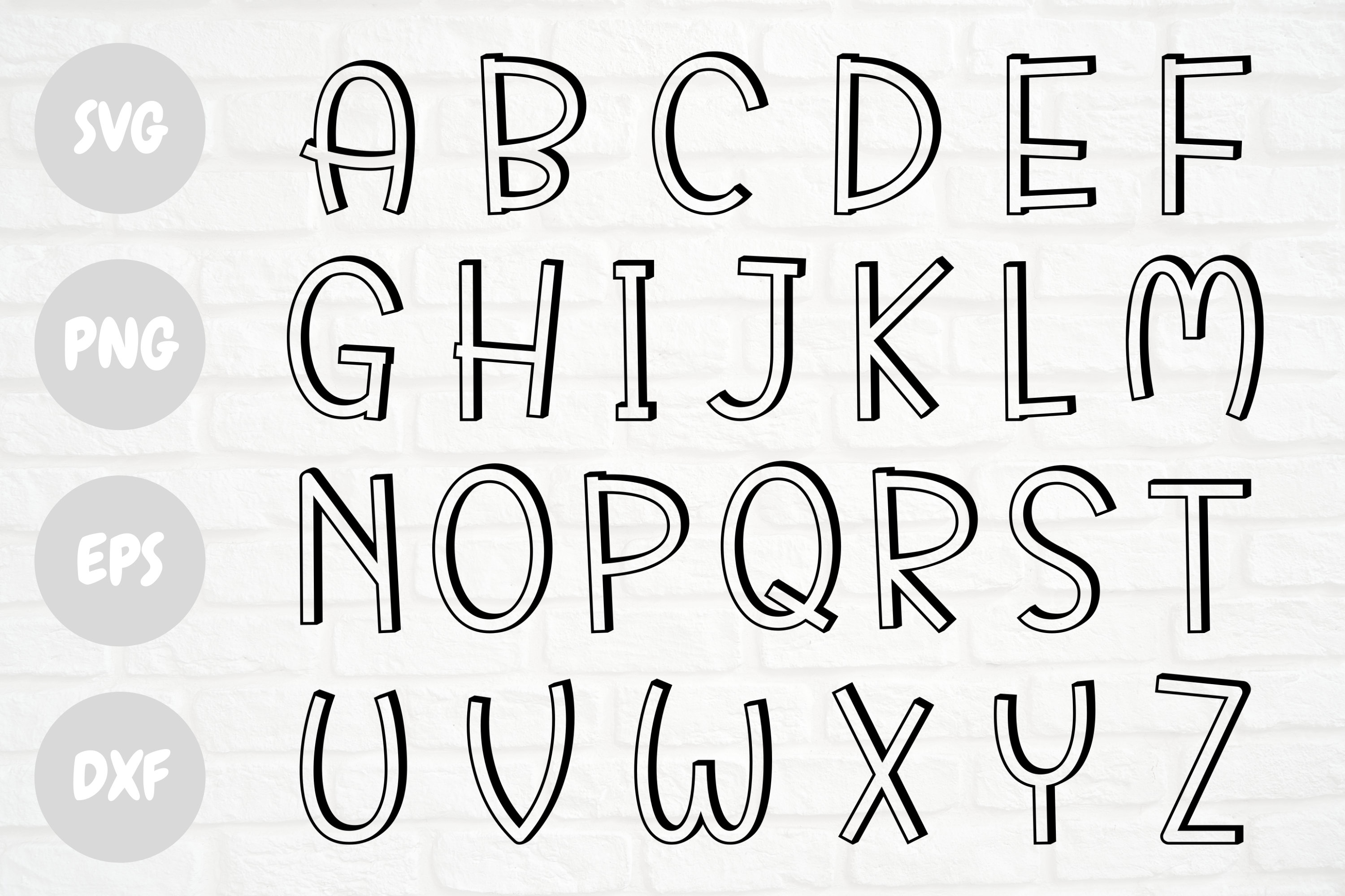 Fun Alphabet Outline SVG, PNG, Dxf, Eps, Instant Download, Cut File ...