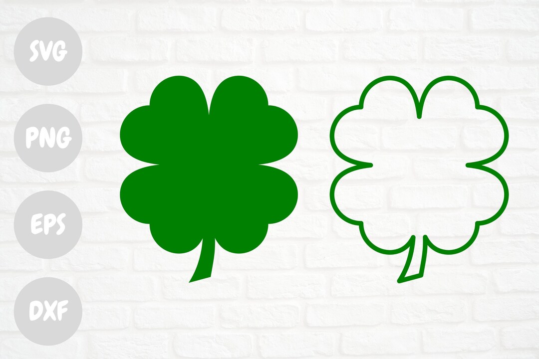 Trèfle à 4 feuilles au format SVG, DXF, PNG, eps, Saint Patrick ...