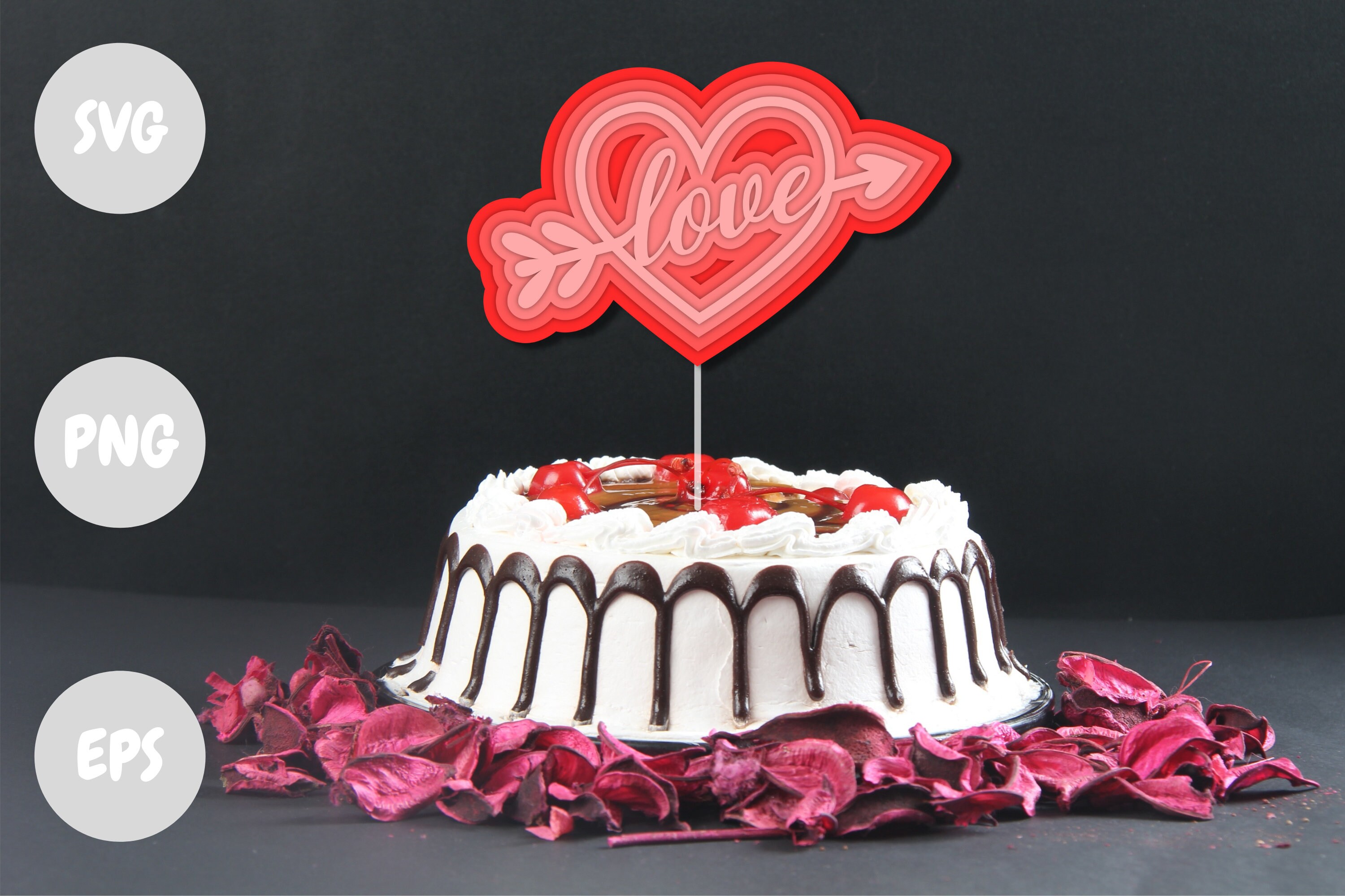 Liefde hart met pijl SVG, 3D SVG, Valentijnsdag, , PNG, eps, Cricut ...