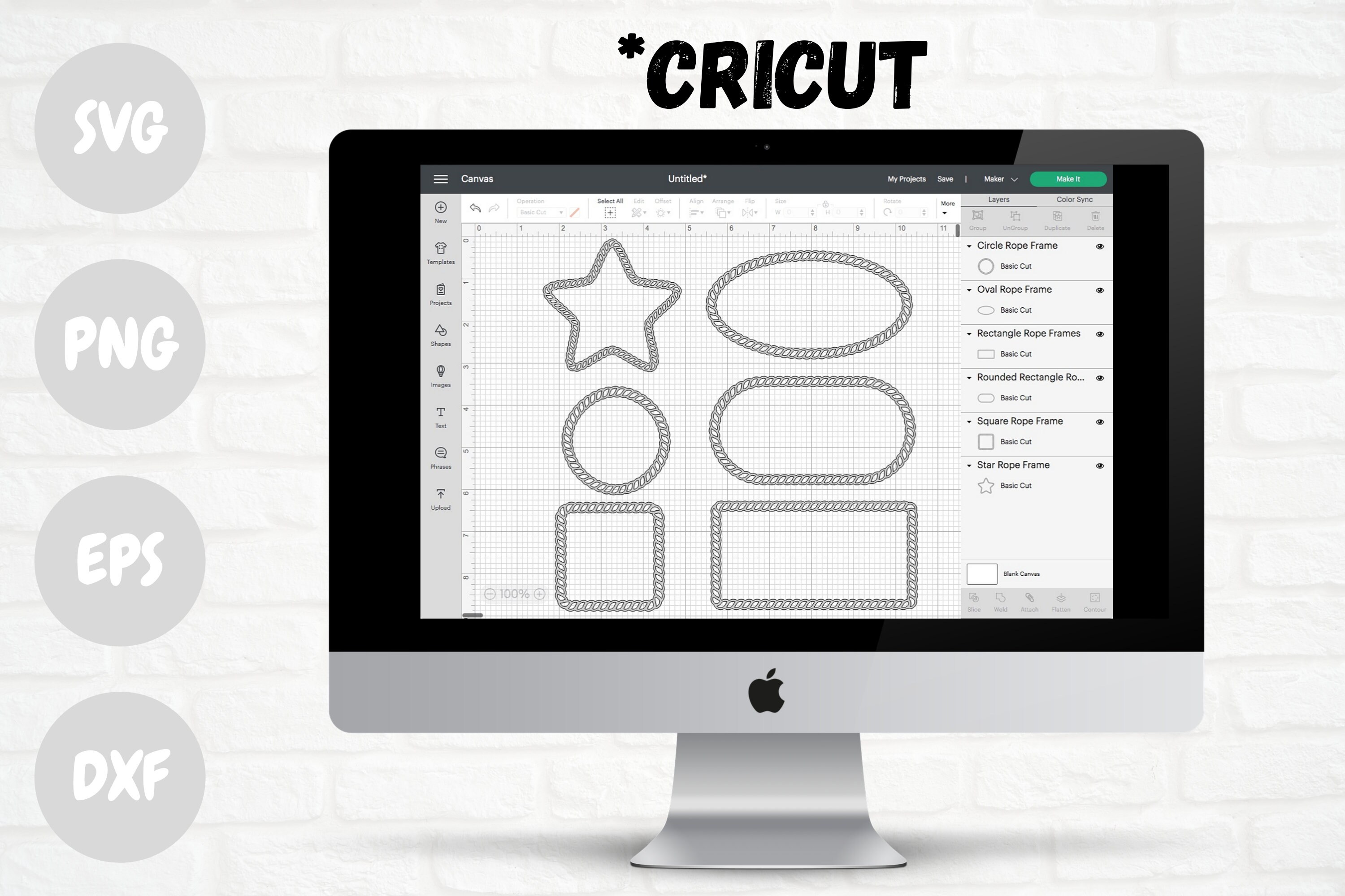 Rope Frames SVG Bundle, Cut File, Instant Download, PNG, DXF, Eps ...