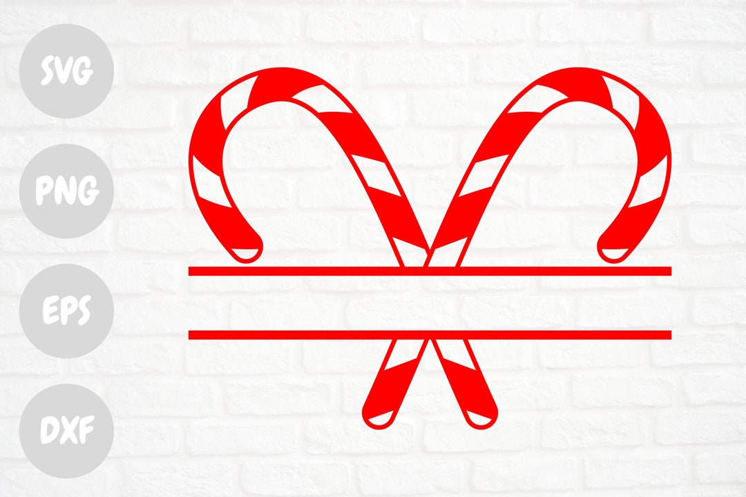 Split Monogram Candy Cane SVG, DXF, PNG, Eps, Christmas Svg, Vector ...