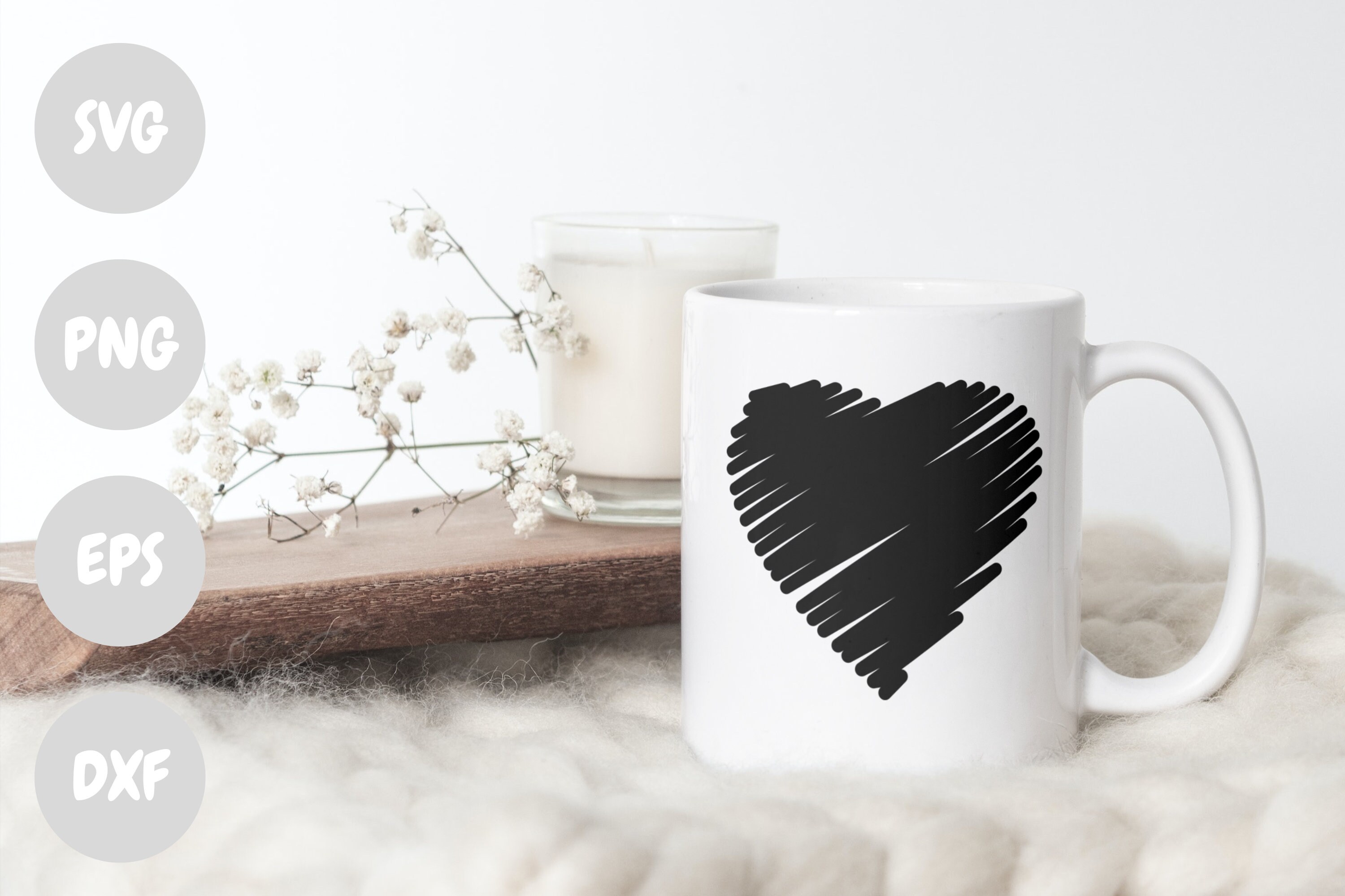 Scribble Heart SVG, PNG, DXF, Eps Valentines Day, Love Svg, Cut File ...