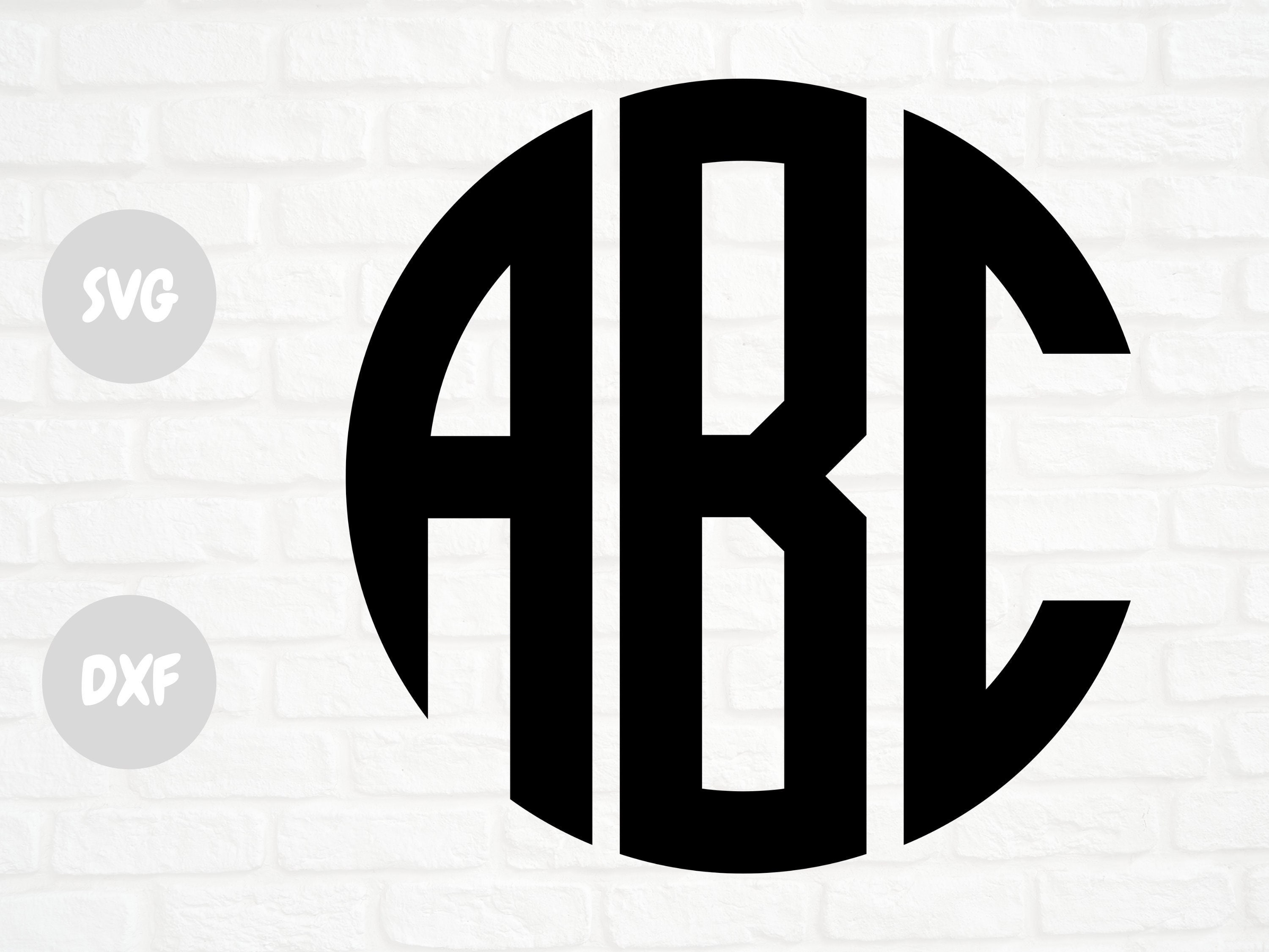 Round Monogram SVG, DXF, 3 Letters Circle Monogram SVG, Alphabet ...