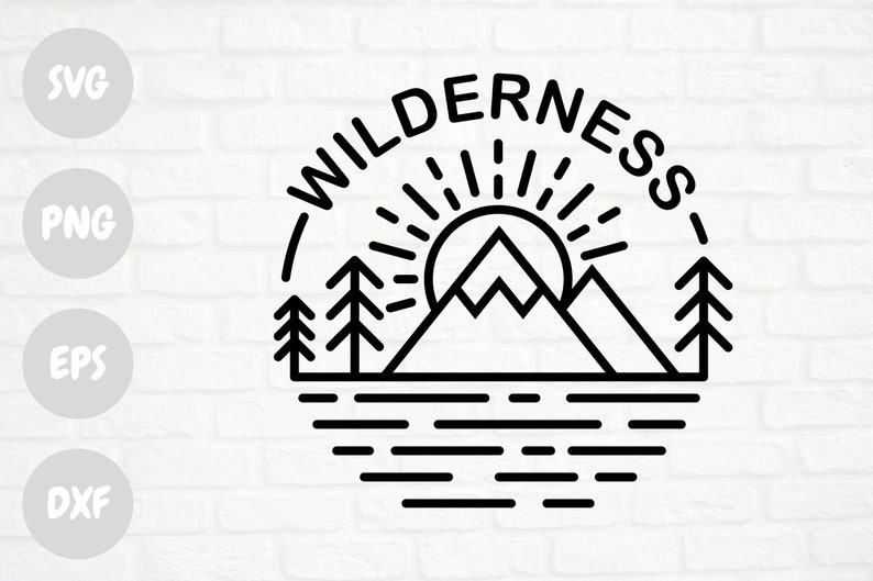 Mountain Line Art SVG, PNG, DXF, Eps, Wilderness Mountain Line Art ...
