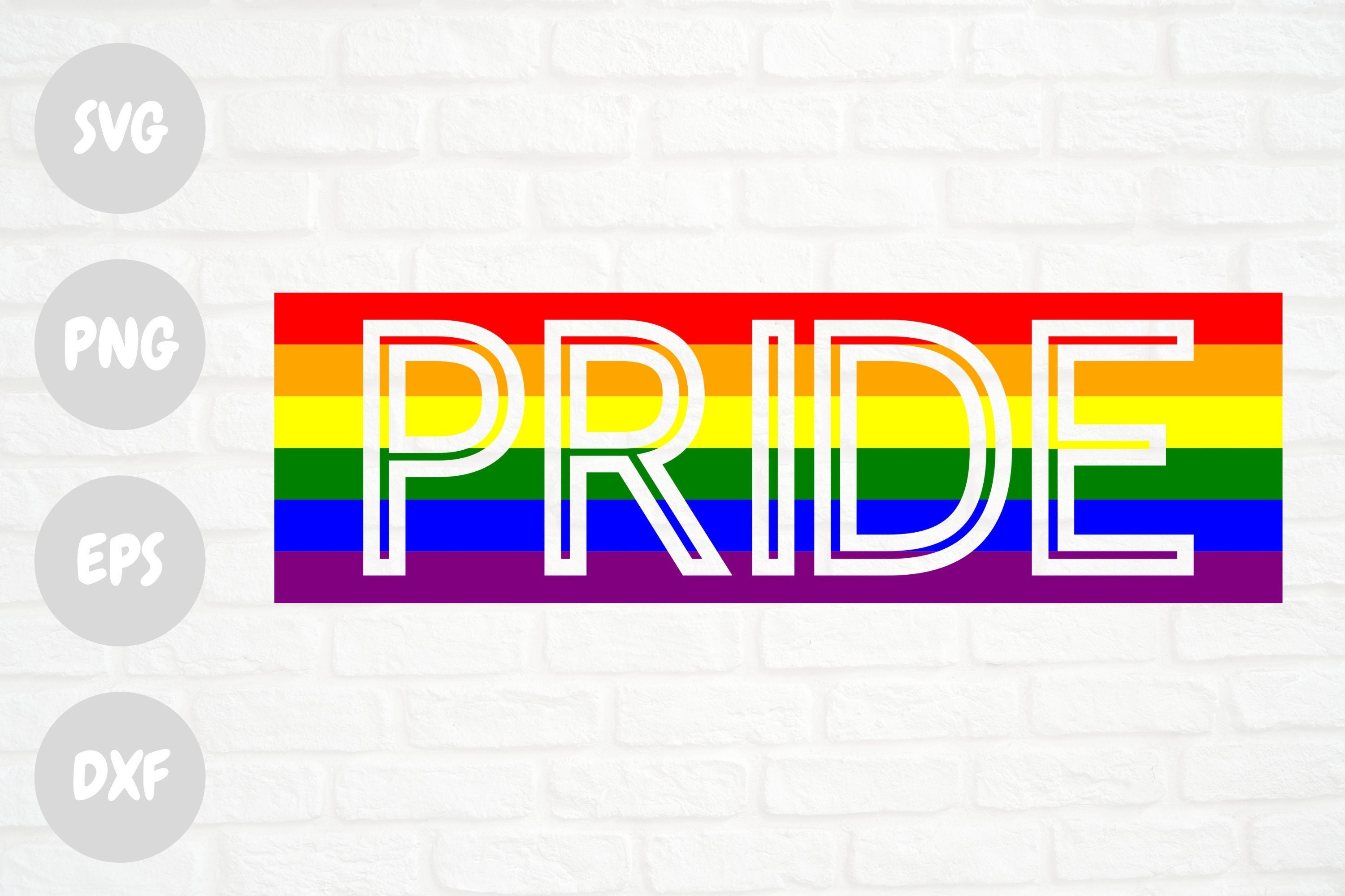 Pride Rainbow Flag SVG, PNG, EPS, Dxf, Gay Pride Rainbow Banner, Cut ...