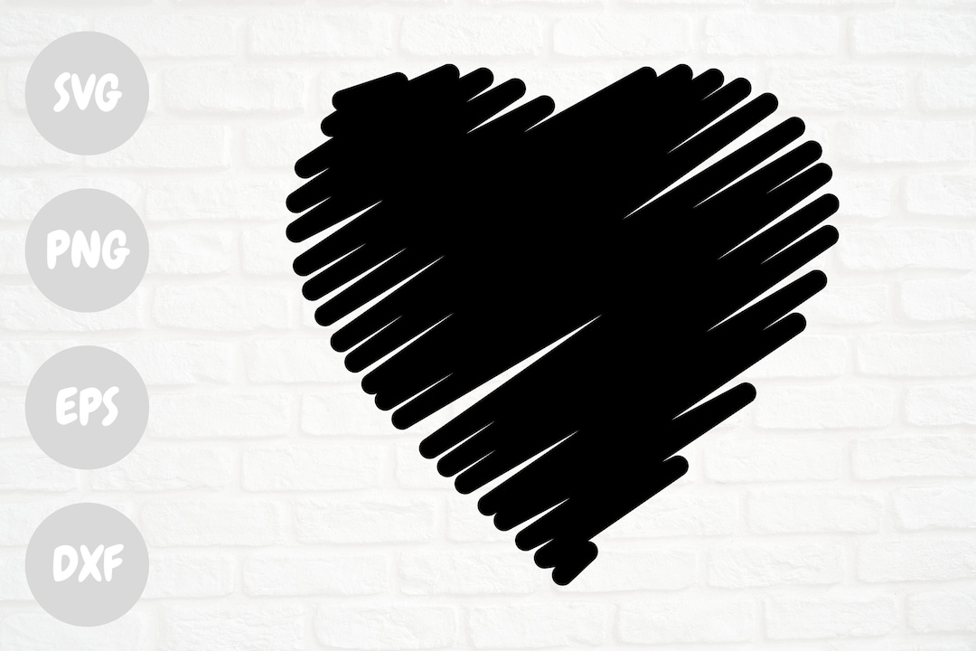 Scribble Heart SVG, PNG, DXF, Eps Valentines Day, Love Svg, Cut File ...