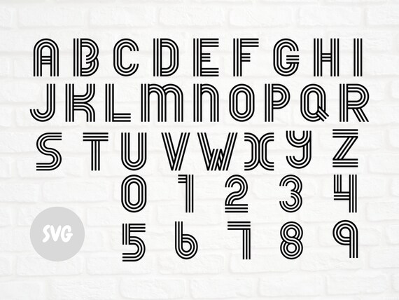 Retro Alphabet SVG Retro Numbers SVG Line Numbers SVG 3 | Etsy
