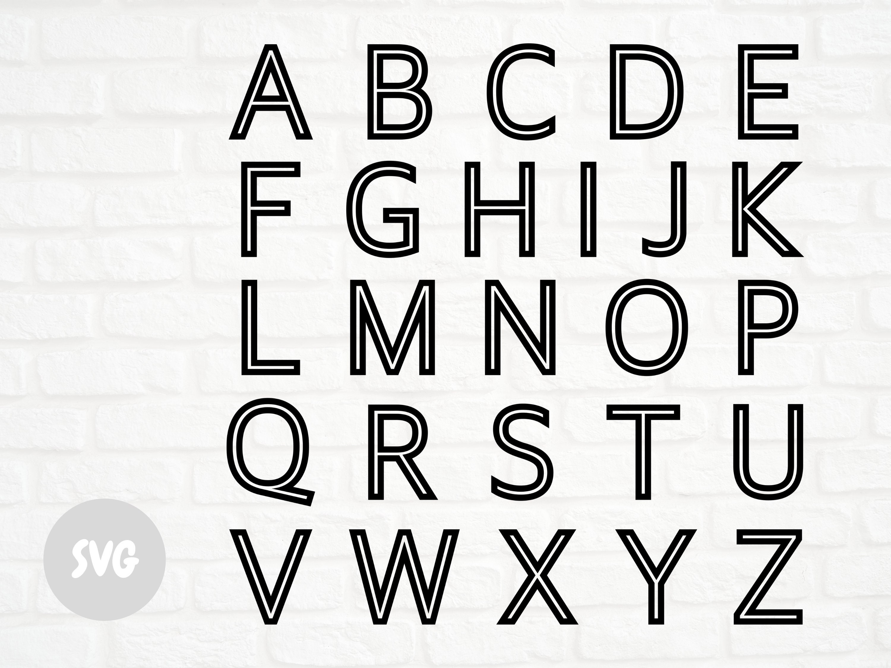 Inline Alphabet SVG, CAPS Letter Only, Instant Download, Cut File ...