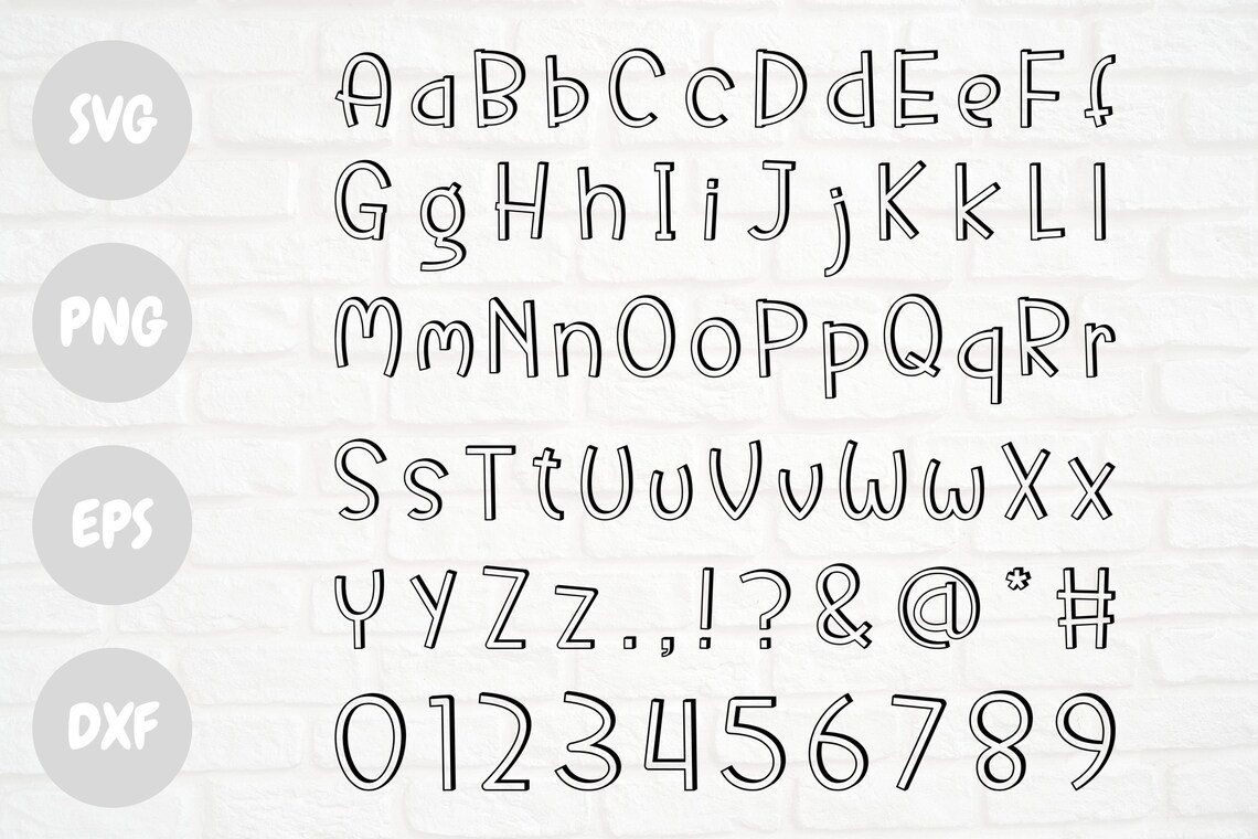 Fun Alphabet Outline SVG PNG Dxf Eps Instant Download Cut - Etsy