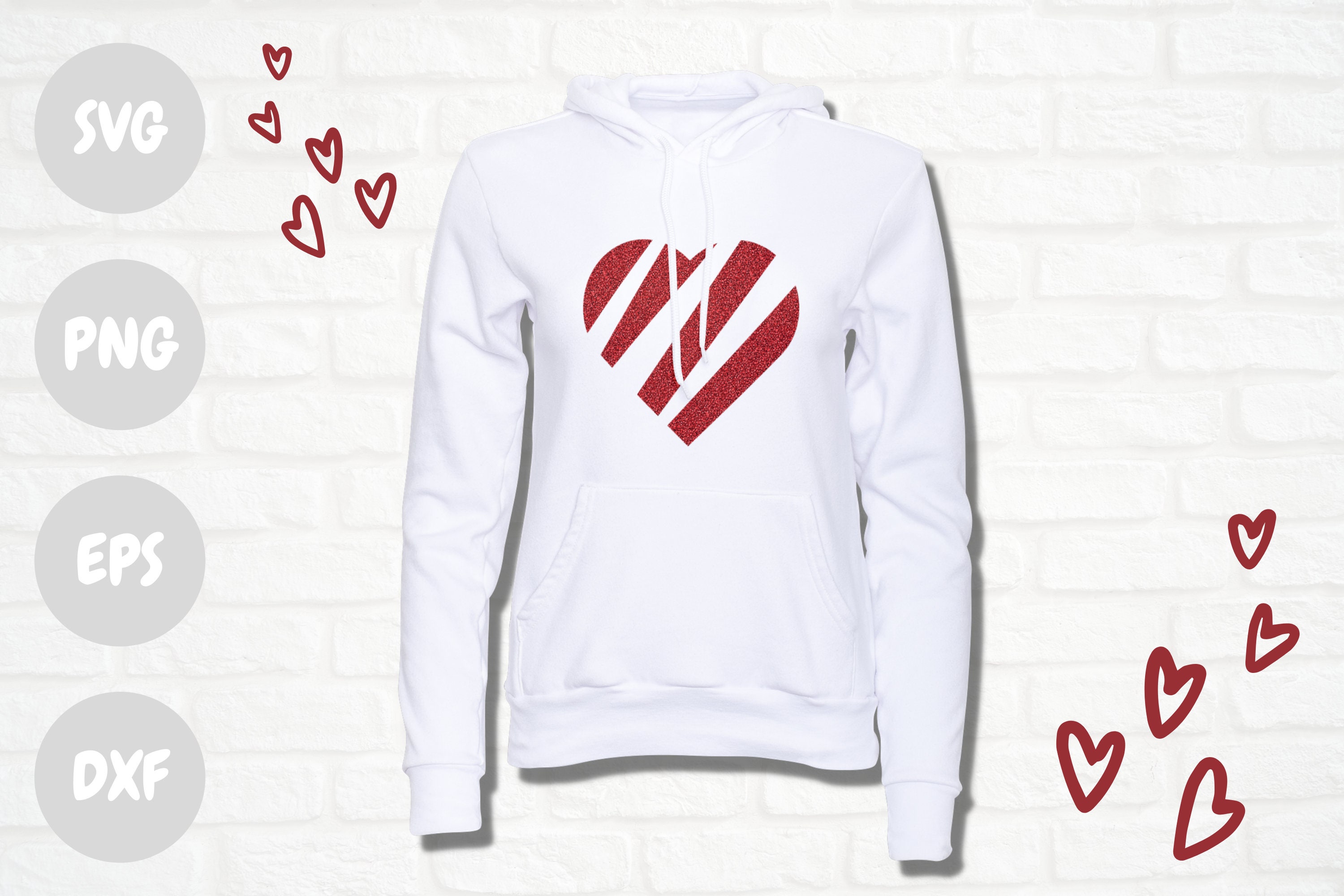 Striped Heart SVG PNG DXF Esp Valentines Day Love Heart - Etsy