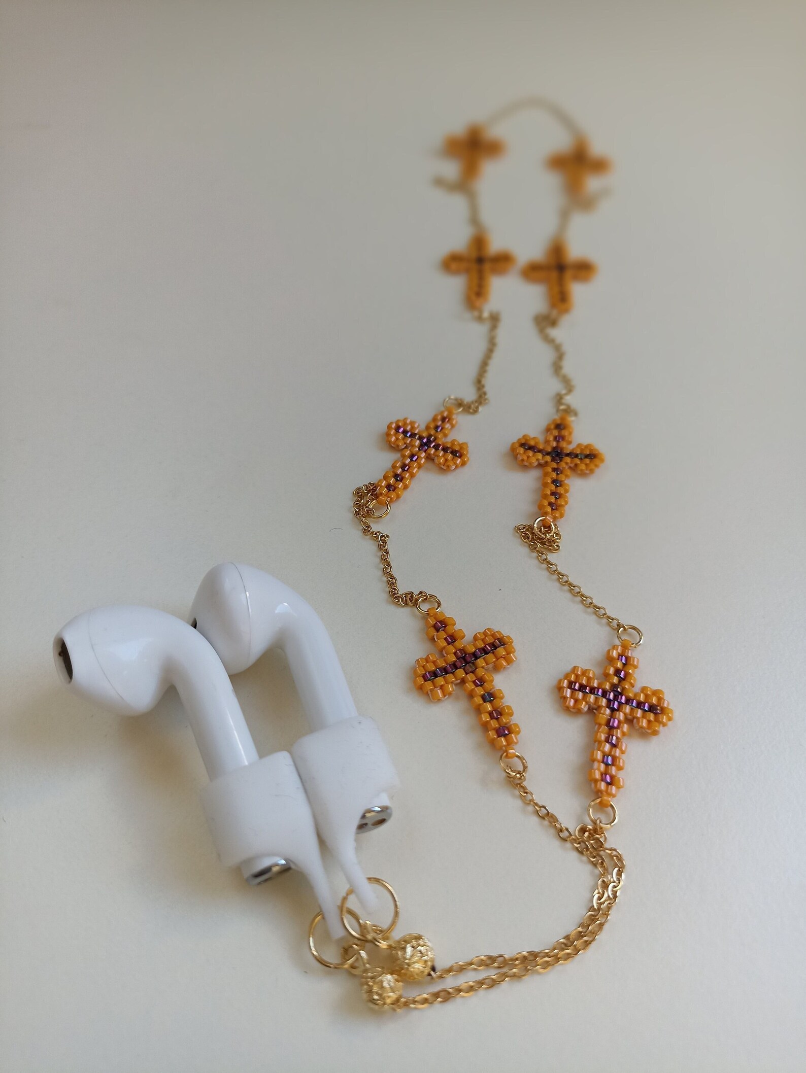 Beaded Cross Necklace, Airpods Strap, Airpods Chain, AirPod Holder ...