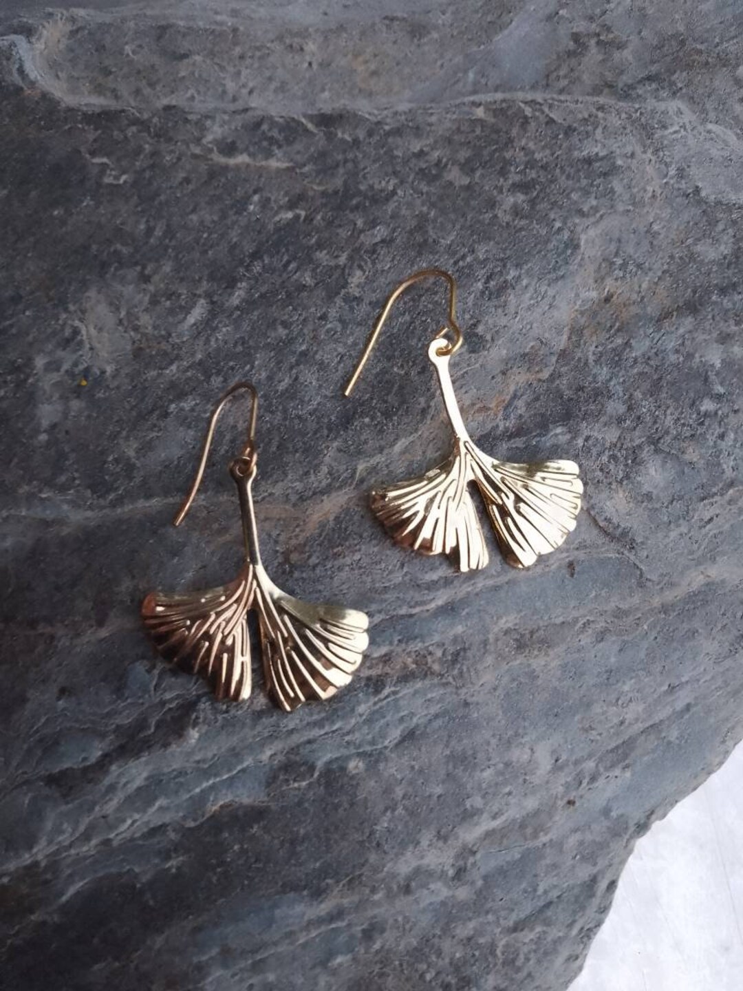 Gold-plated Ginkgo Biloba Leaf Earrings - Etsy