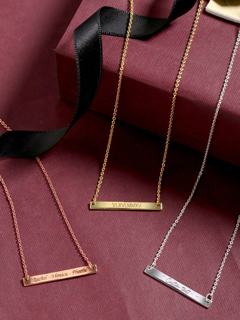 Custom Bar Necklace Get Personalized Names Dates - Etsy
