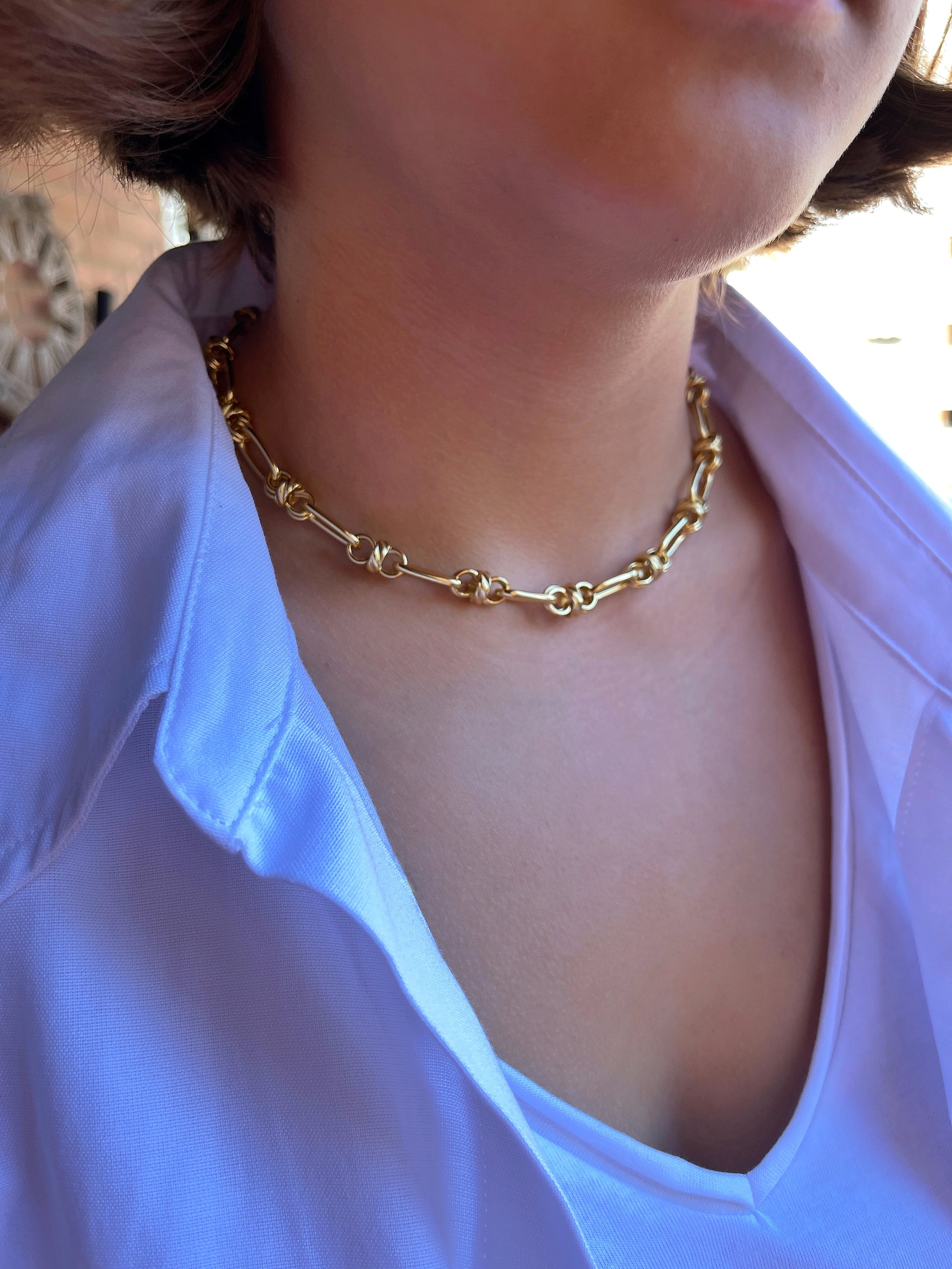 18k Gold-filled • Elegant Large Staple Chain • Solid Link Necklace ...