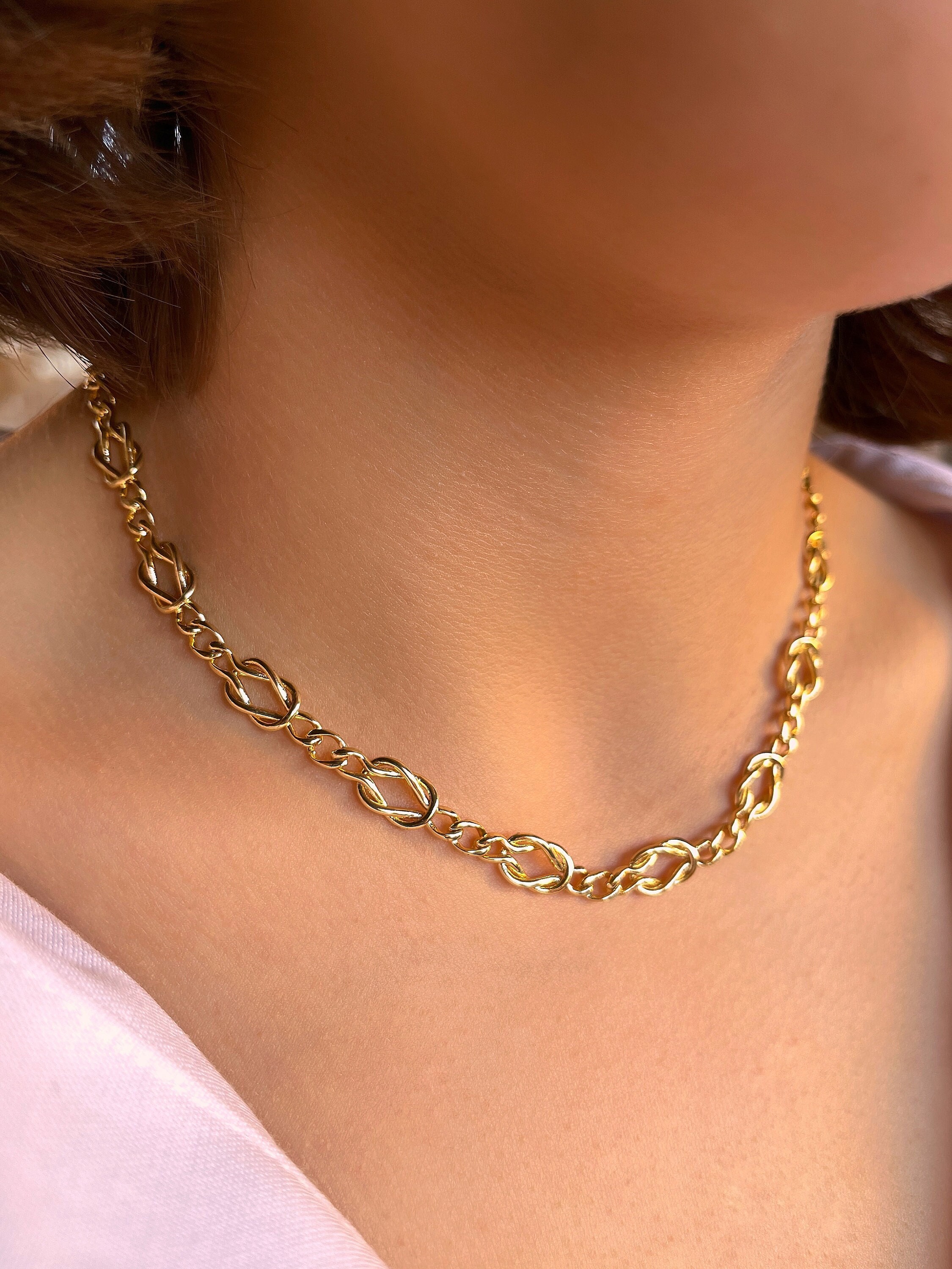 18k Gold filled Elegant Large Staple Chain Solid Link Necklace Thick Gold Chain Layered Necklace Anti tarnish Hypoallergenic Etsy