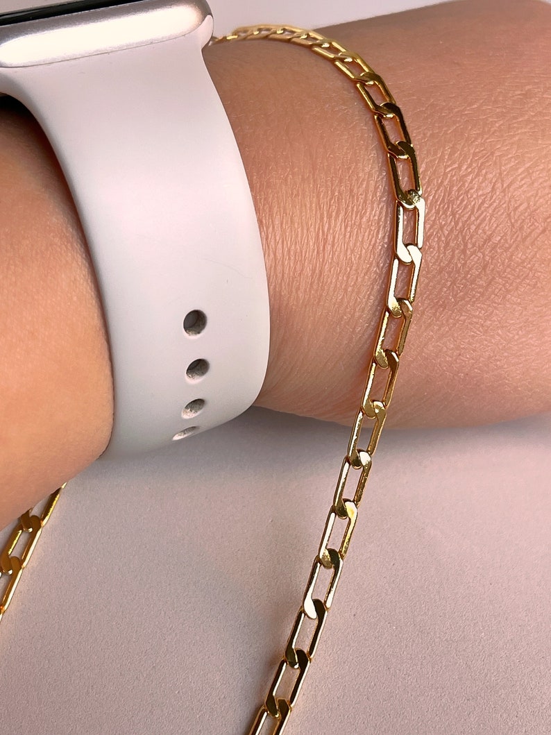 18k Gold-filled Elegant Staple Chain Solid Link Necklace Thick Gold ...