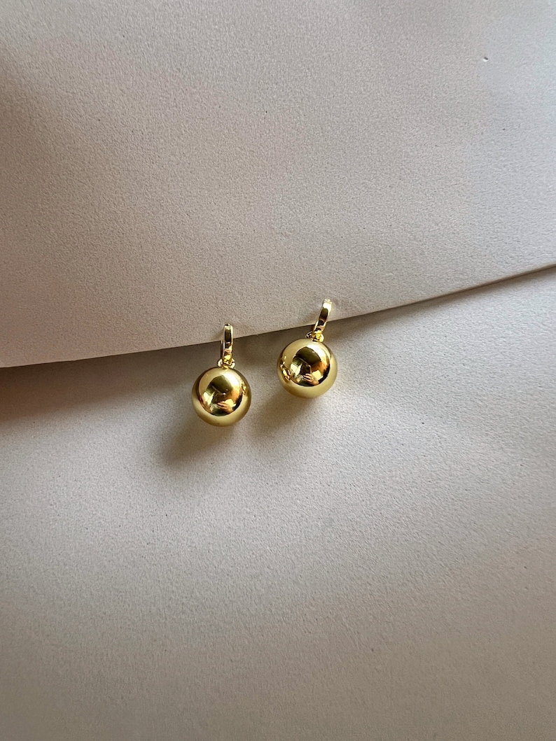 Statement 18K Gold Ball Hoop Earrings • Huggie Hoop • 19.5x20mm ...