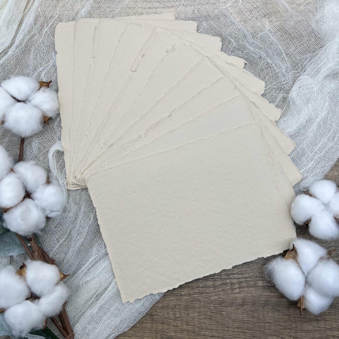 Beige Handmade Cotton Paper | Deckled Edge Paper 10 Sheets | 300gsm ...