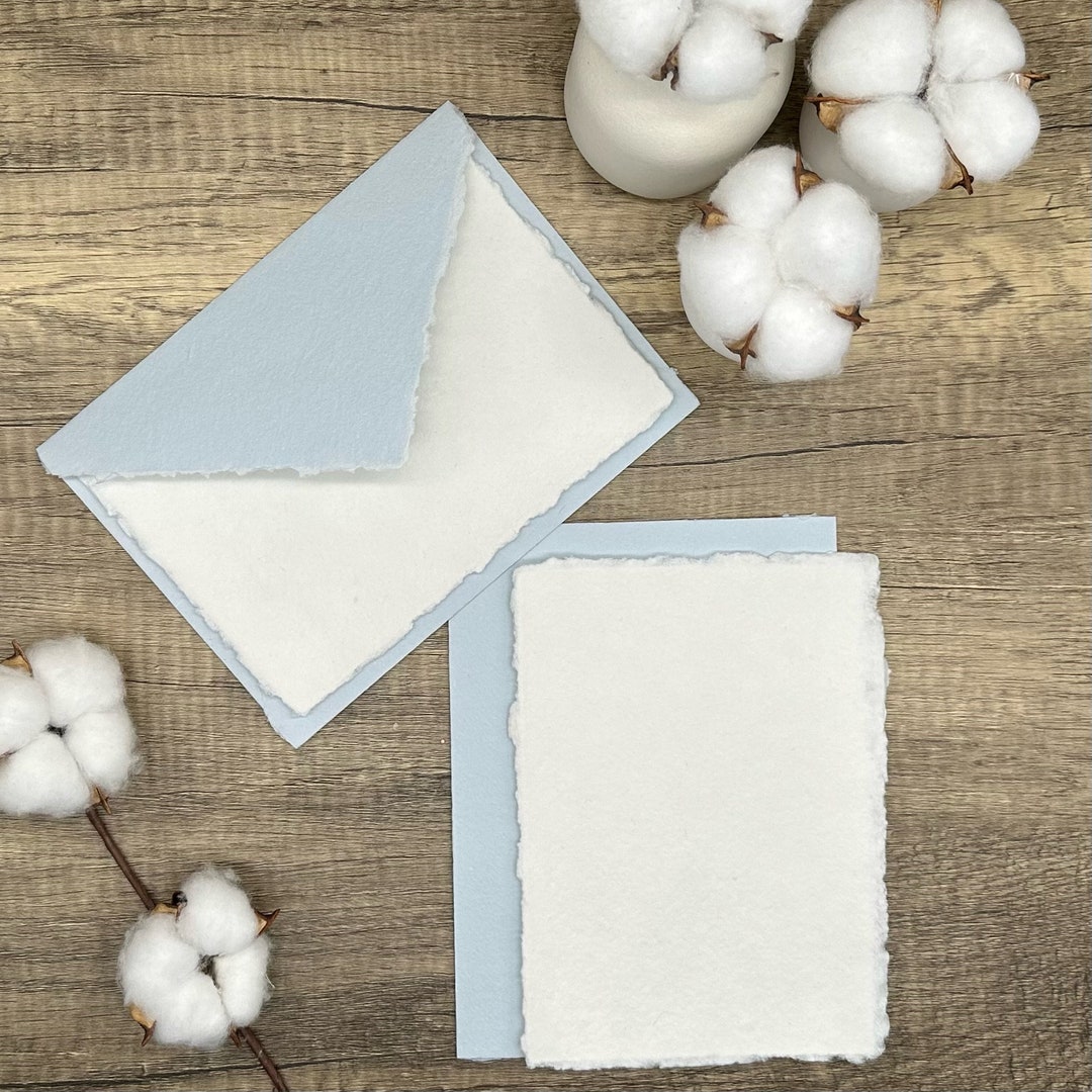 Baby Blue Stationery Set 20pcs - Handmade Cotton Paper & Envelopes ...