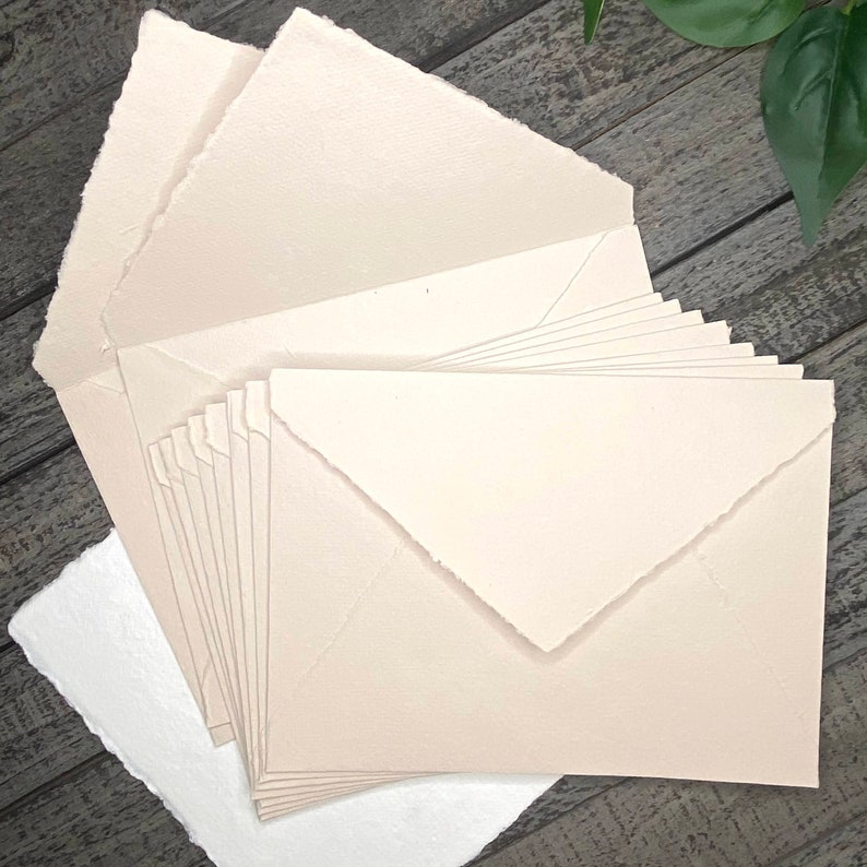 Beige Handmade Cotton Stationery Set – Deckled Edge Paper & Envelopes ...
