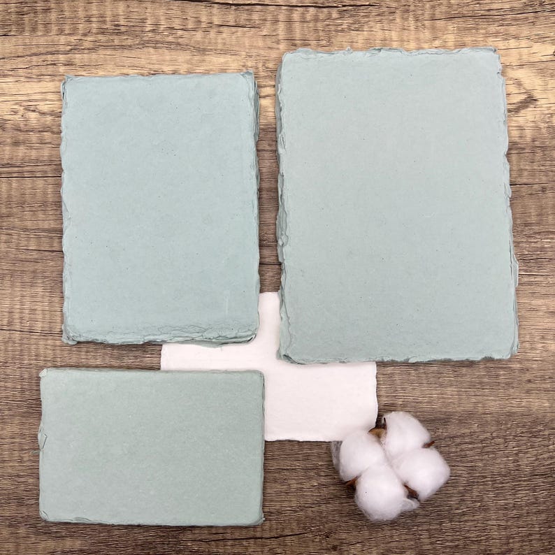 Light Sage Handmade Cotton Paper | Deckle Edge Paper 10 Sheets | 300gsm ...