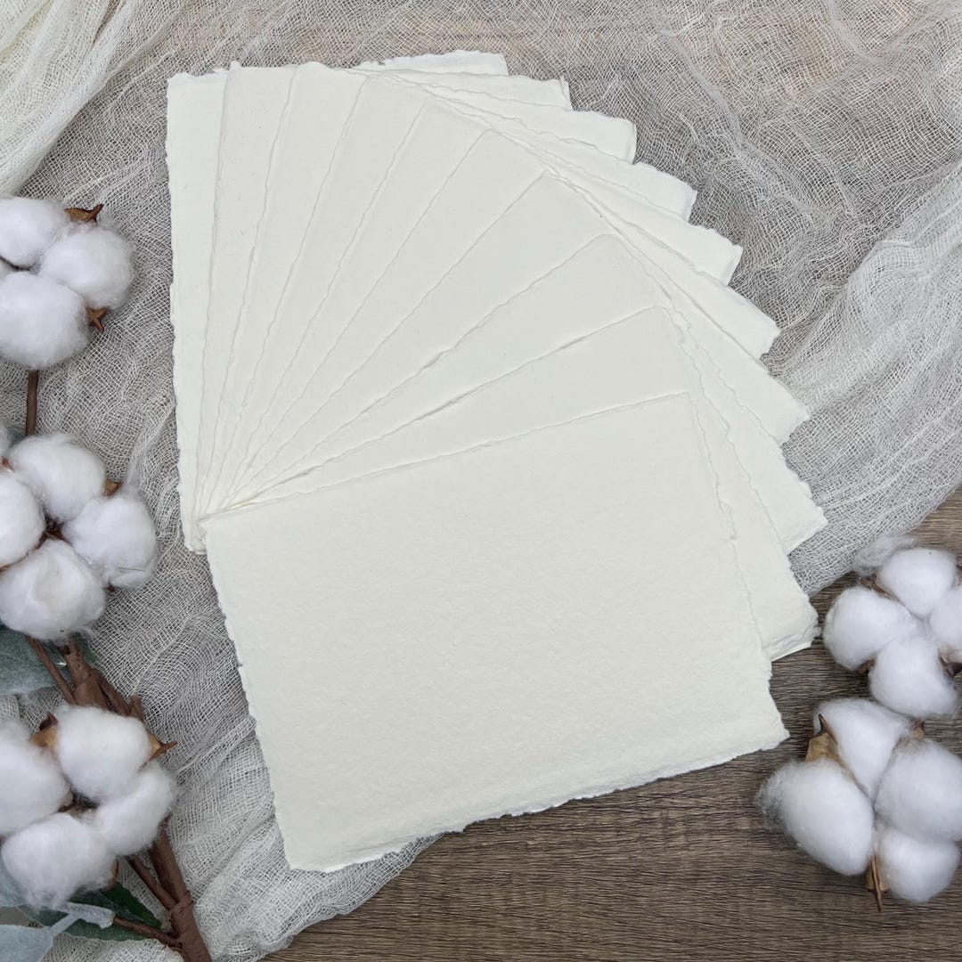 Ivory Handmade Cotton Paper | Deckle Edge Paper 10 Sheets | 150gsm ...