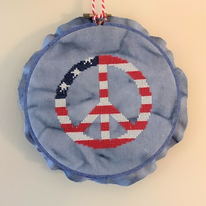 American Flag Peace Sign Cross Stitch Pattern (PDF Pattern) - Etsy